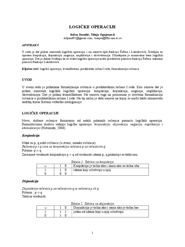 2 Logicke Operacije | PDF