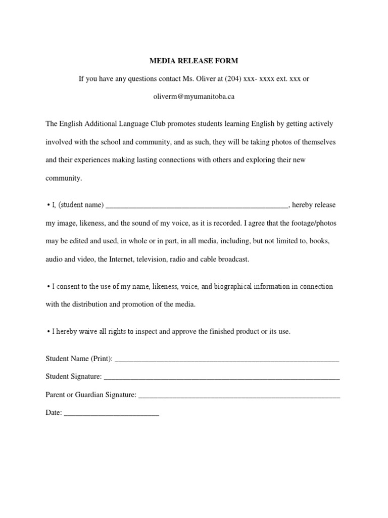 Eal Media Release Form | PDF