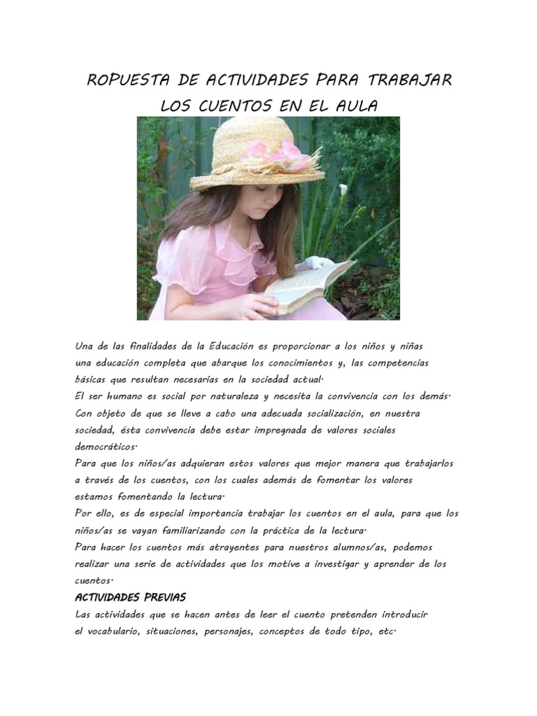 Ropuesta de Actividades para Trabajar Los Cuentos en El Aula | PDF ...