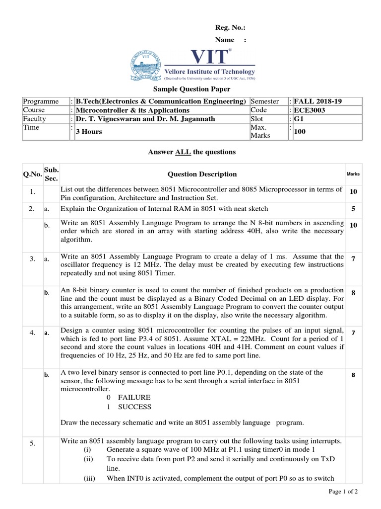 Ece3003 Sample QP | PDF | Microcontroller | Digital To Analog Converter