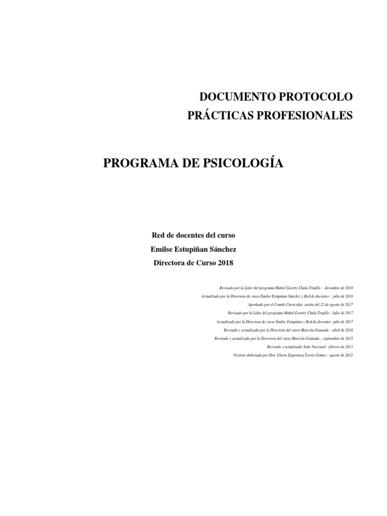 Protocolo Practicas Profesionales | PDF | Sicología | Bienestar