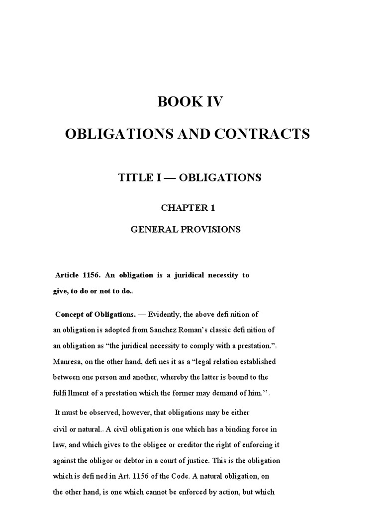 Book Iv Obligations and Contracts | PDF | Crime & Violence | Crime Thriller