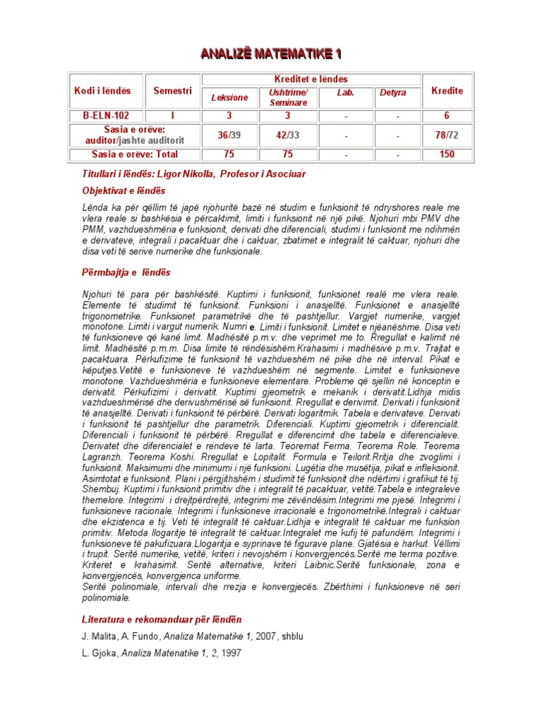 Analize Matematike 1 | PDF