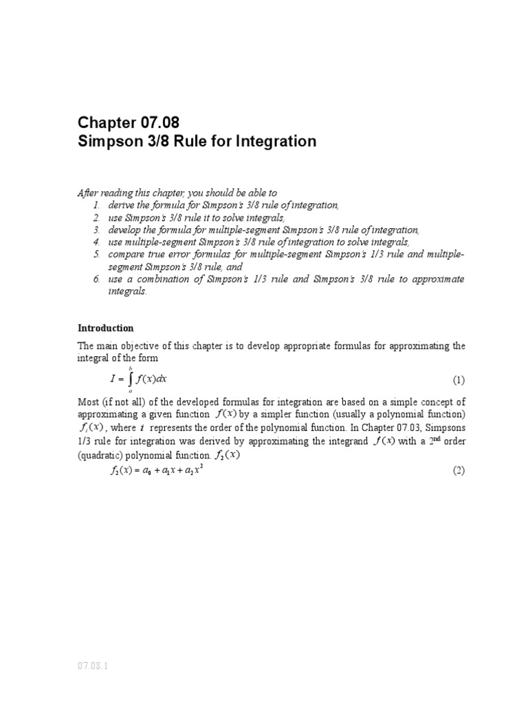 Simpson Refrence One | PDF | Integral | Mathematical Relations