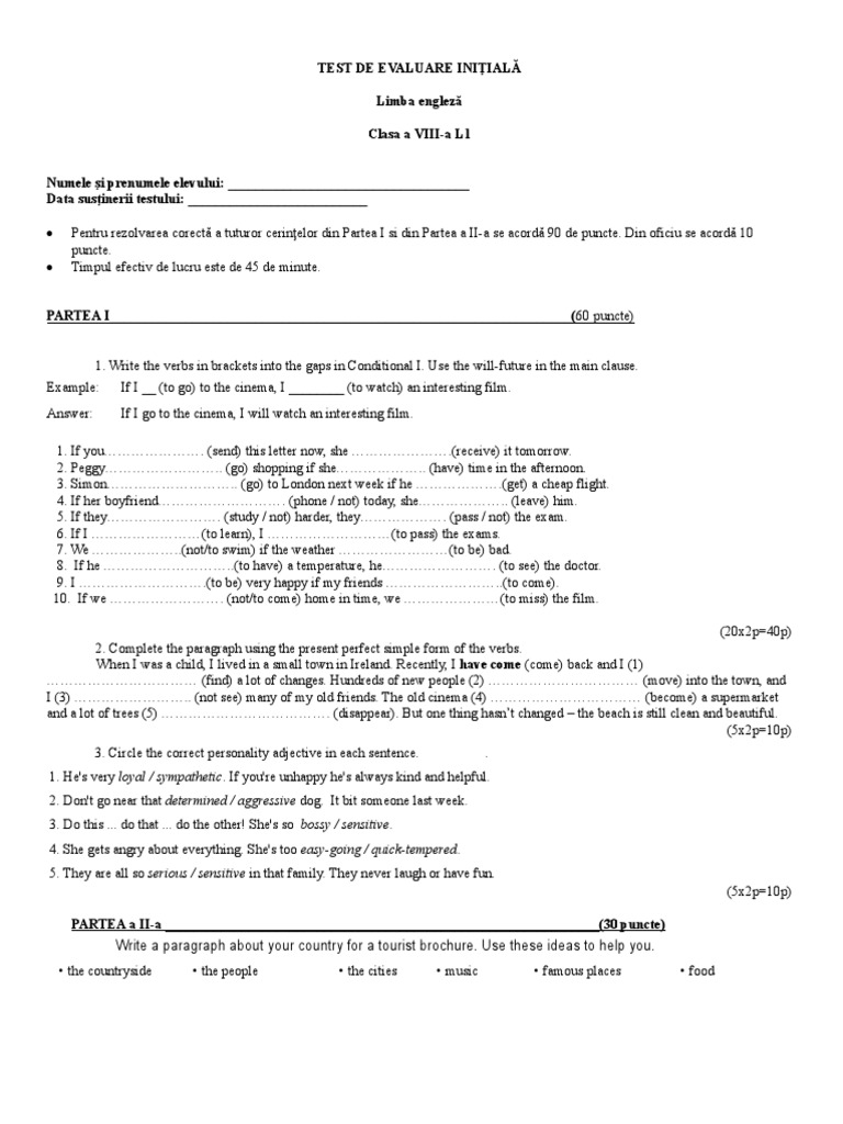 TESTE La Limba Engleza Clasa 9 Moldova 2011 | PDF | Languages ...