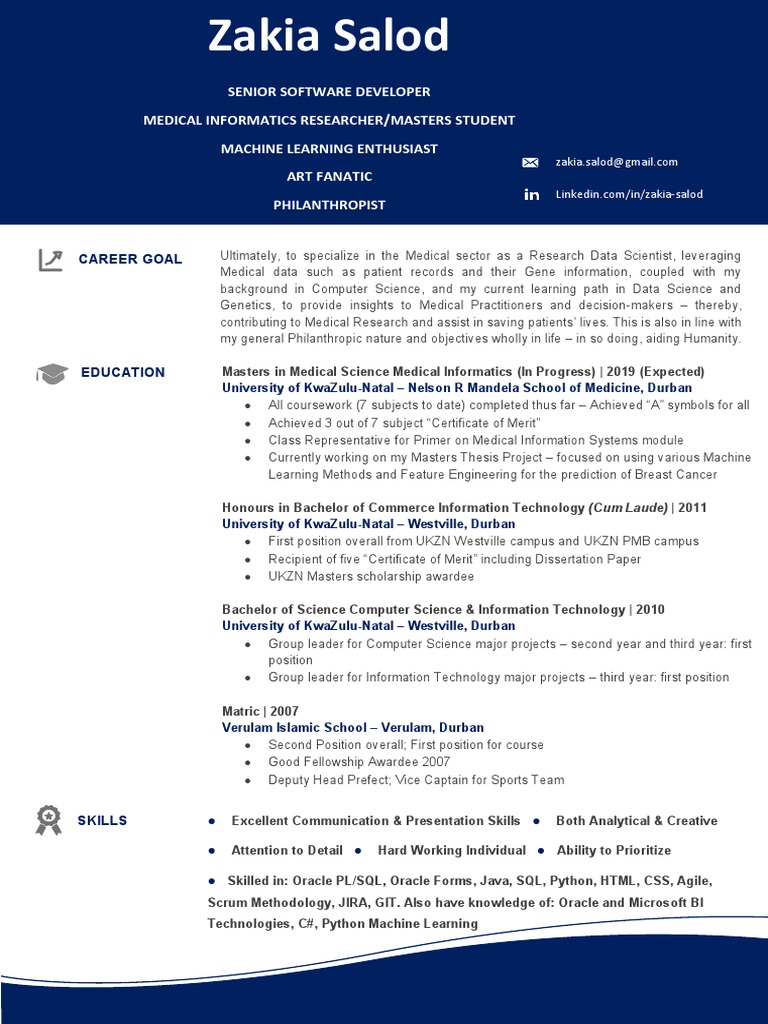 Zakia Salod: Software Developer & Researcher | PDF | Computer Science ...