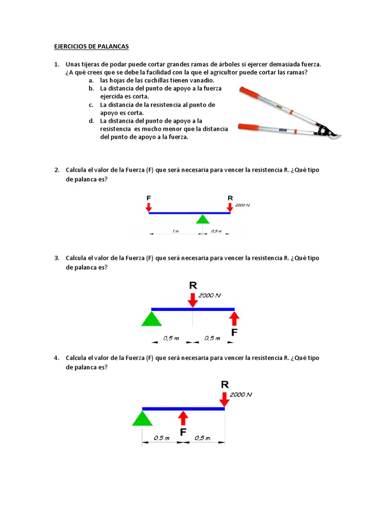 ejercicios palancas.pdf | Engranaje | Palanca