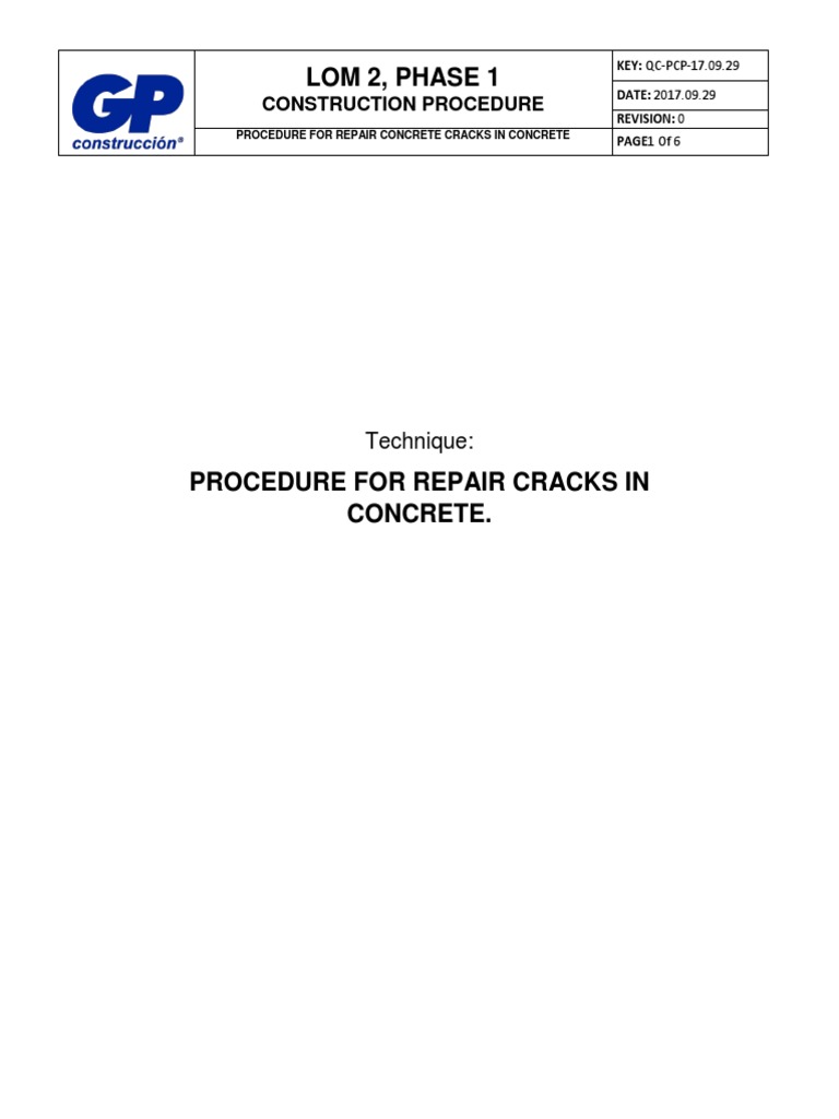 Concrete Crack Repair Procedure Guide | PDF | Personal Protective ...