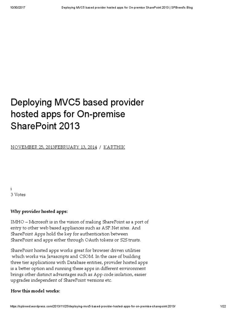 Deploying MVC5 Based Provider Hosted Apps For On-Premise SharePoint 2013 | PDF | Share Point ...