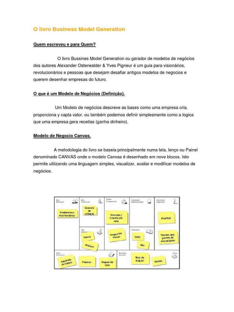 O Livro Business Model Generation | PDF | Plano de negócios | Empresa ...