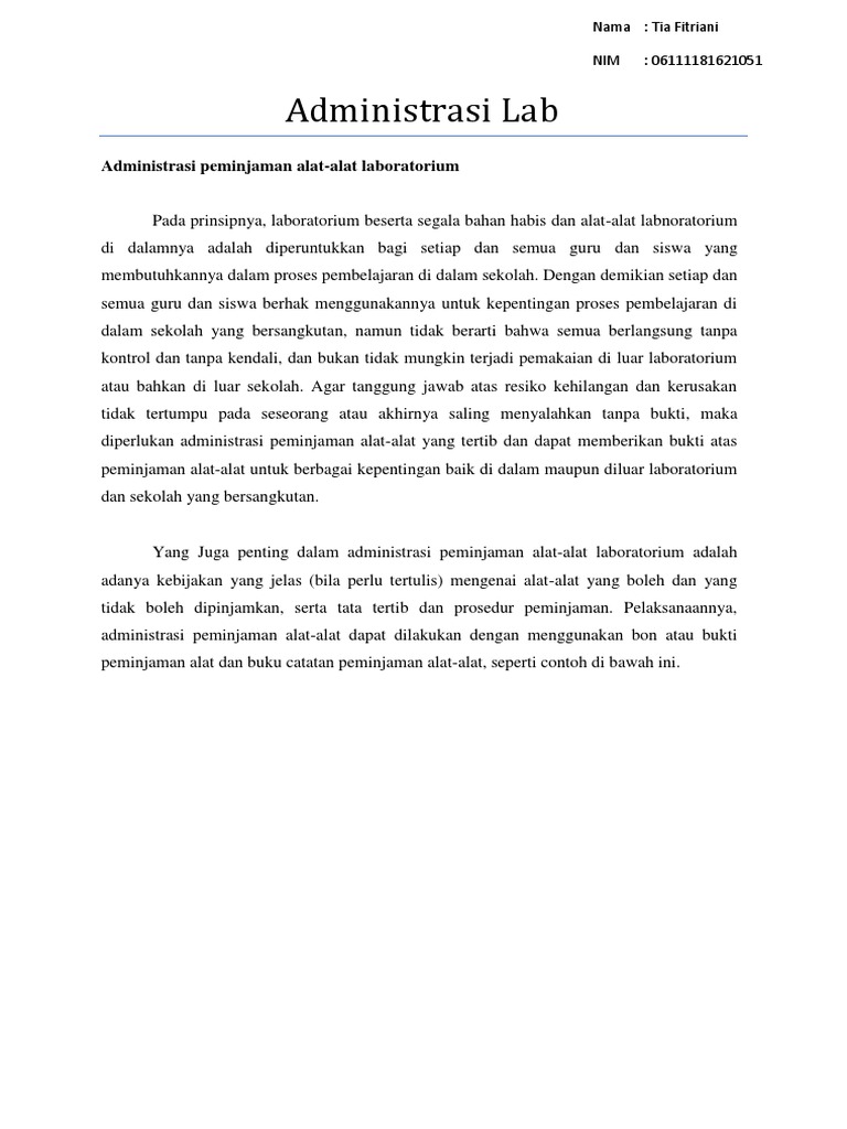 Administrasi Lab | PDF
