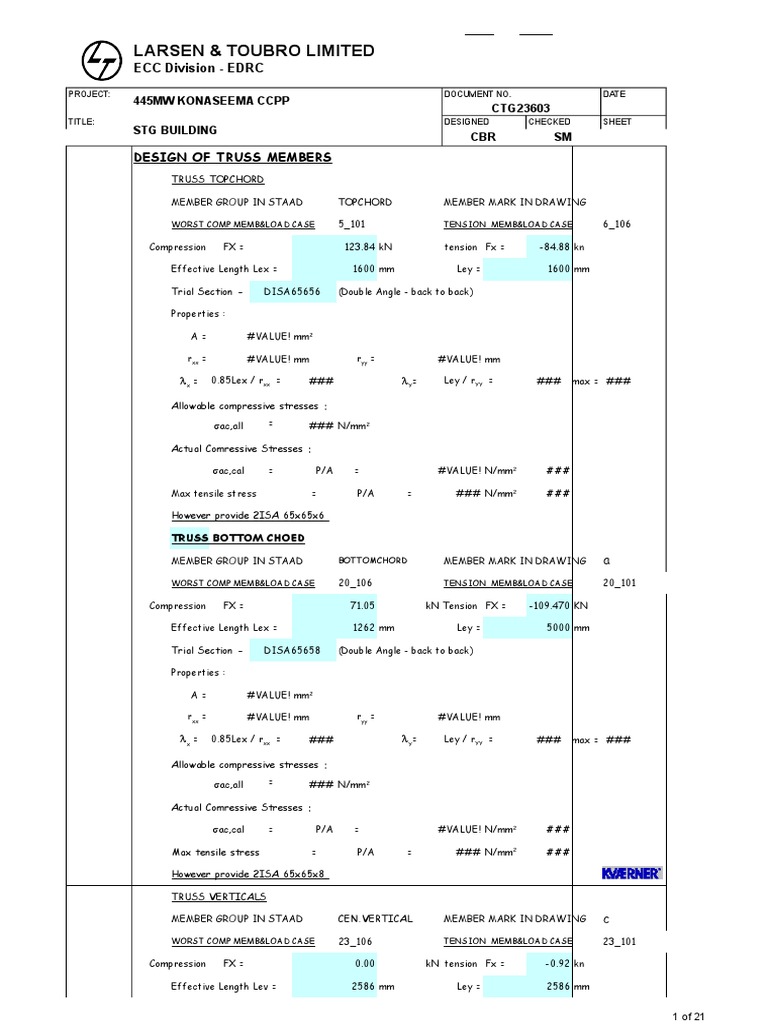 Larsen & Toubro Limited: ECC Division - EDRC | PDF | Tension (Physics ...