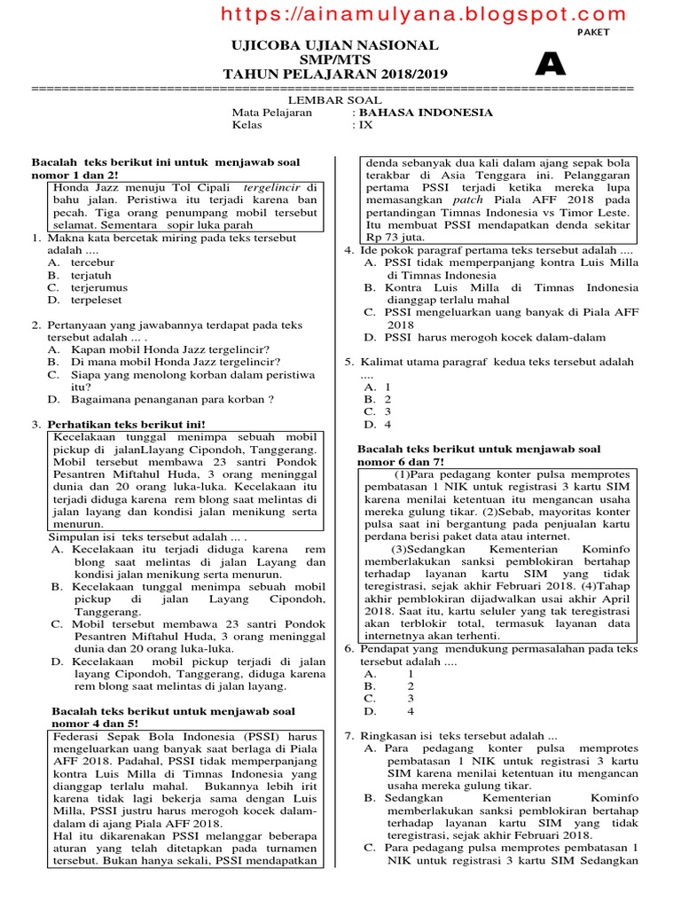 Naskah Soal Dan Kunci Jawaban UCUN DKI 2016 Tahap 1 by (Pak-Anang ...