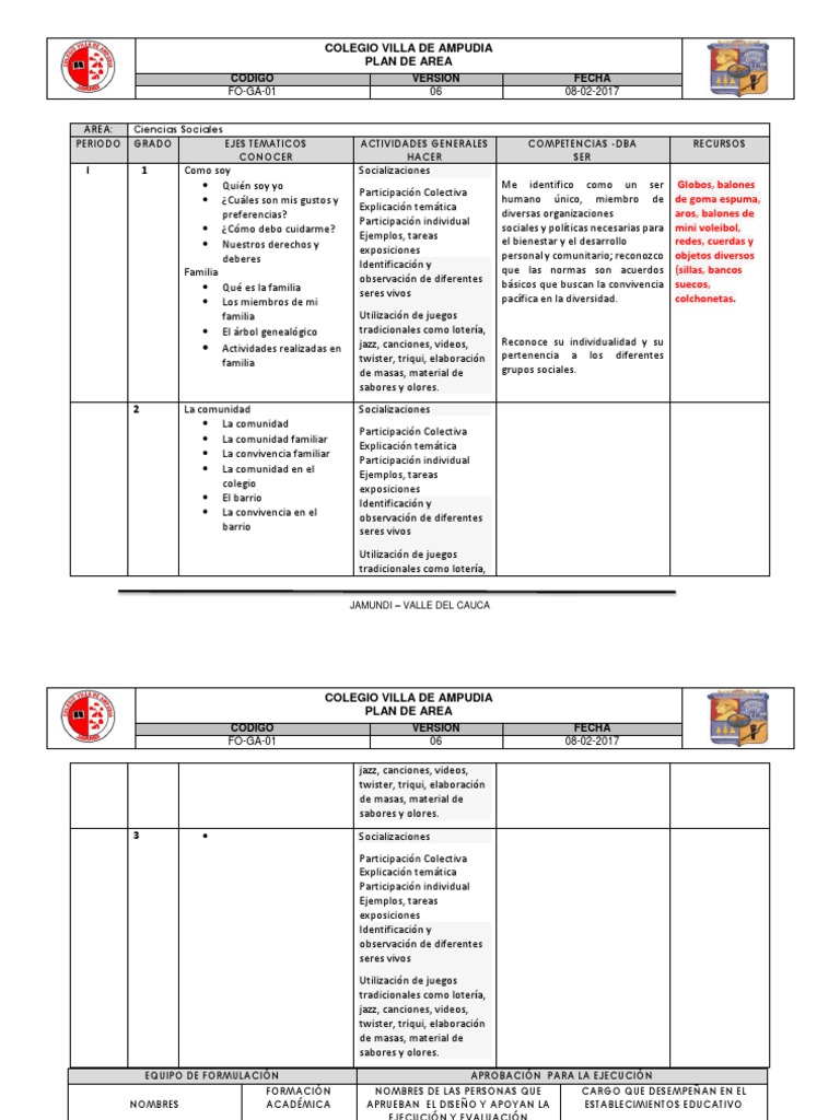 Plan de Area Grados Transiicon | PDF | Modificación de comportamiento ...