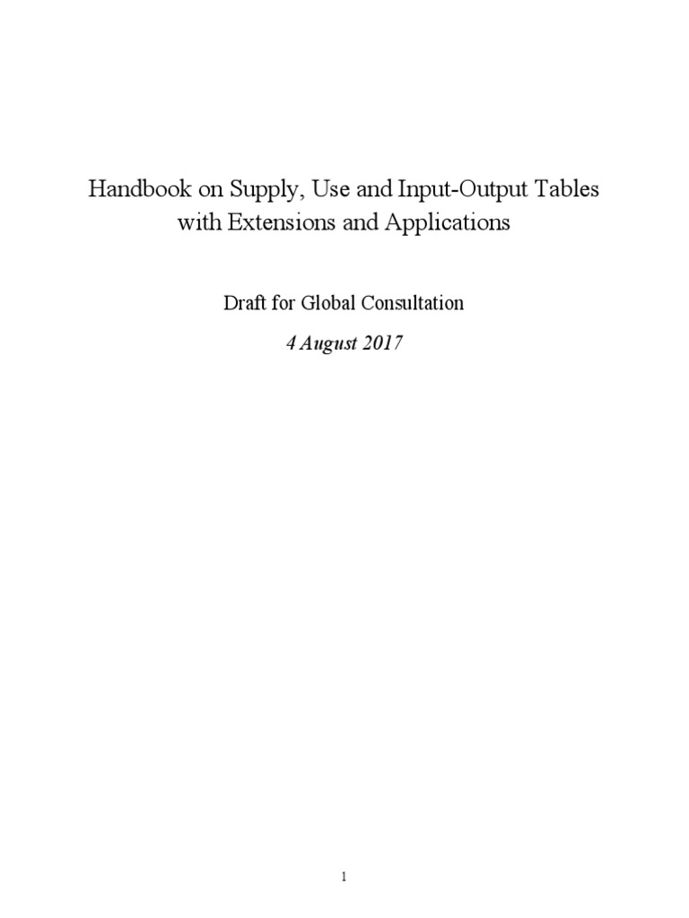 Handbook On Supply Use And Input Output Tables Pdf Pdf Input Output Model Gross Domestic