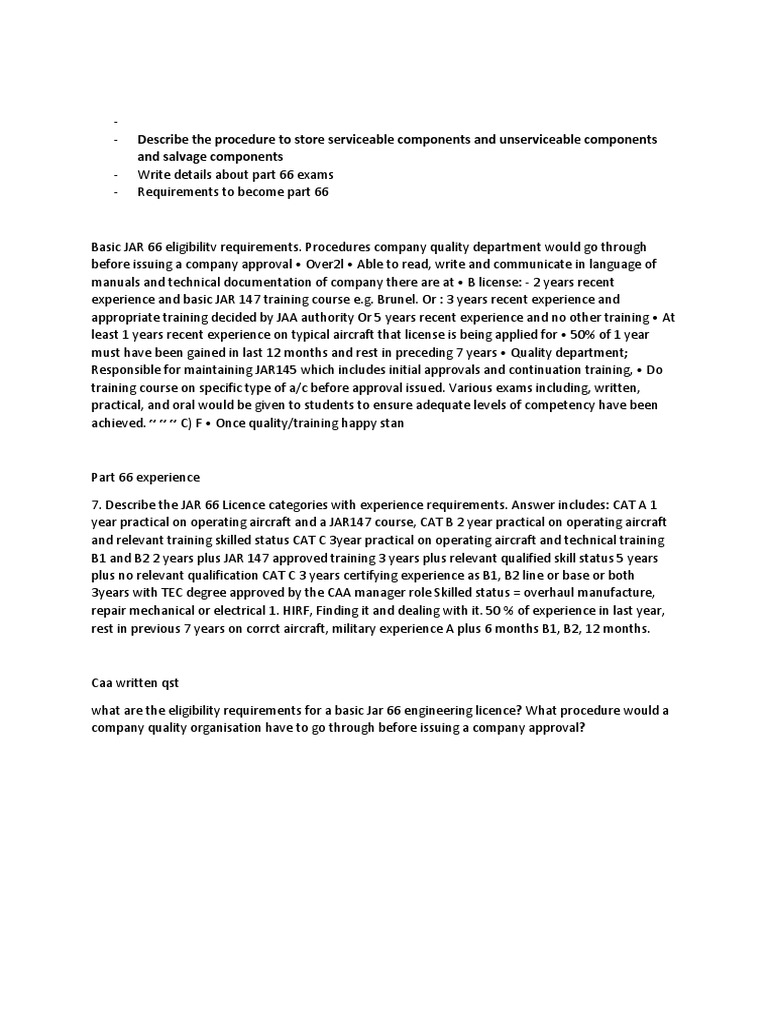 Describe The Procedure To Store Serviceable Components and ...