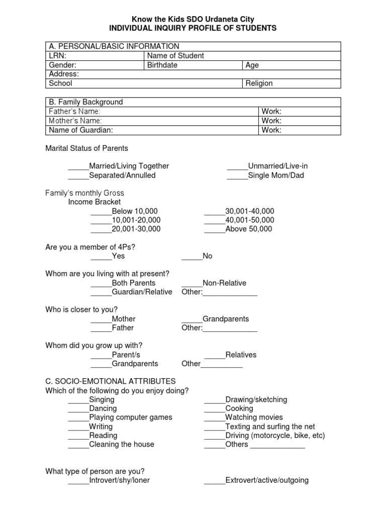 KDK Form | PDF | Psychological Concepts | Behavioural Sciences