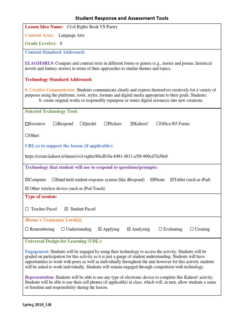 06 Student Response Tools Lesson Idea Template | PDF | Educational ...
