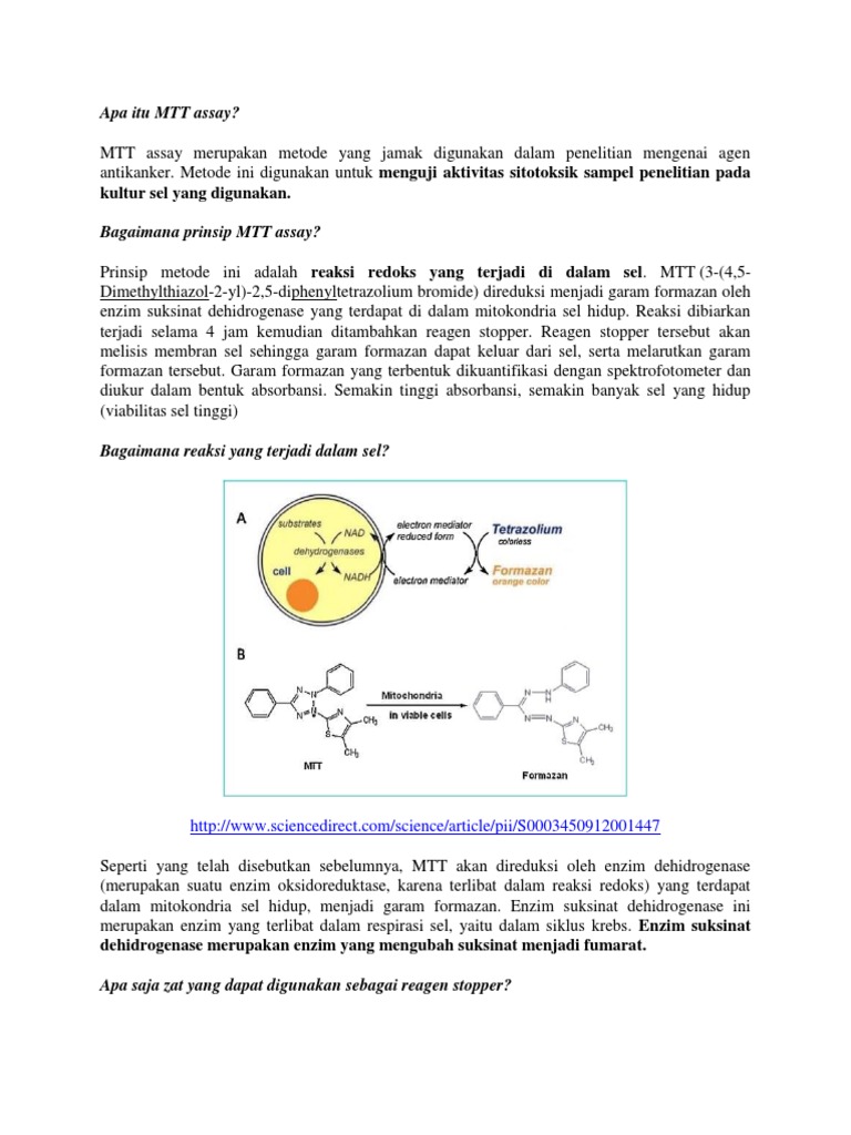 Metode MTT Assay untuk Uji Sitotoksisitas | PDF