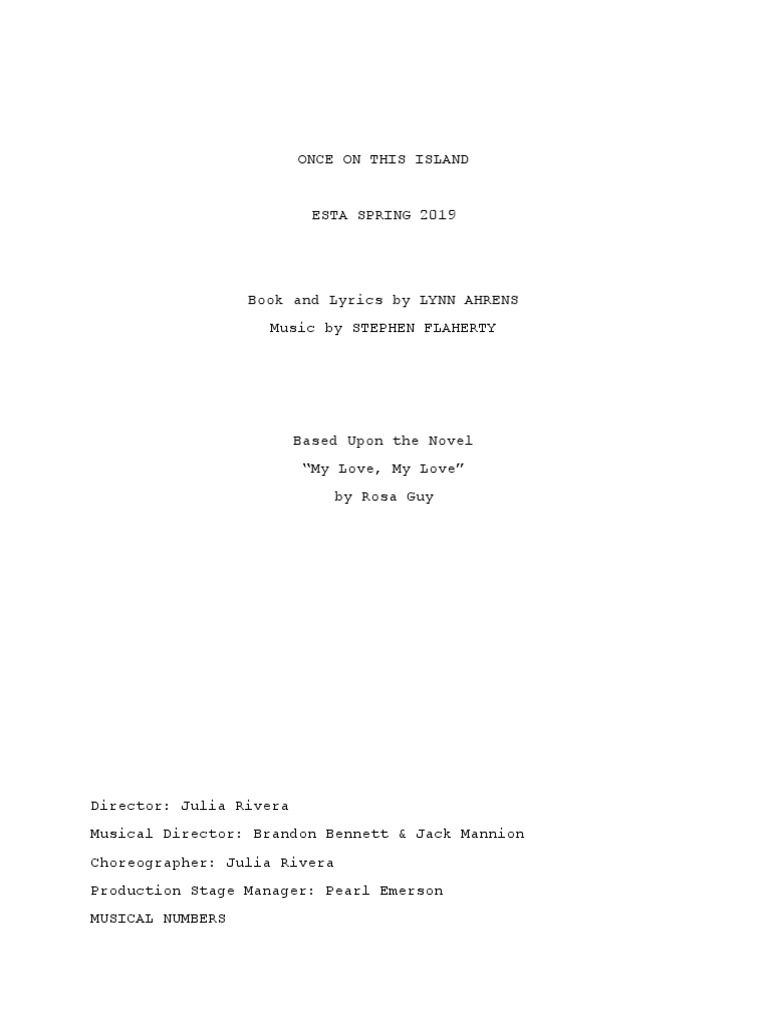 Once On This Island Script PDF | PDF | Nature