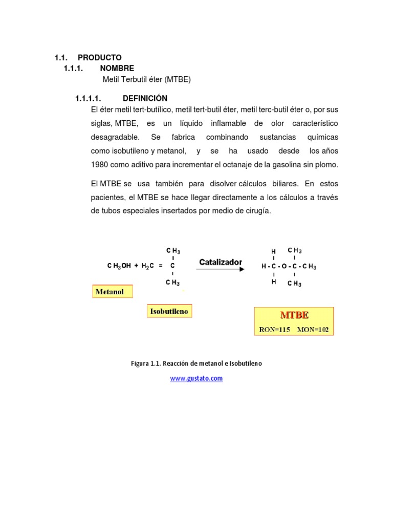 Metil Terbutil Eter | PDF | Sustancias químicas | Química
