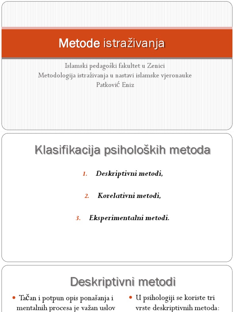 Metode Istraživanja | PDF