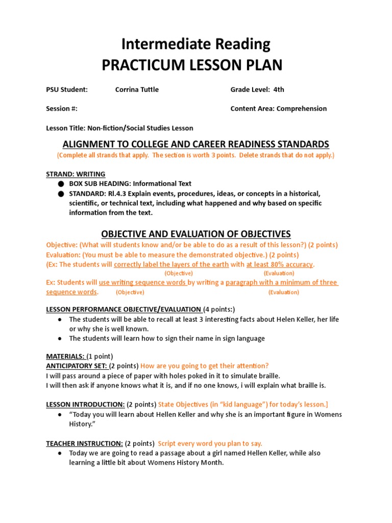 Non-Fiction Lesson Plan 1 | PDF | Reading Comprehension | Teaching