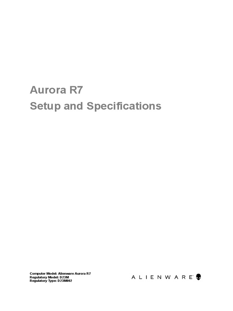 Alienware Aurora r7 Desktop Service Manual en Us | PDF | Usb Flash ...