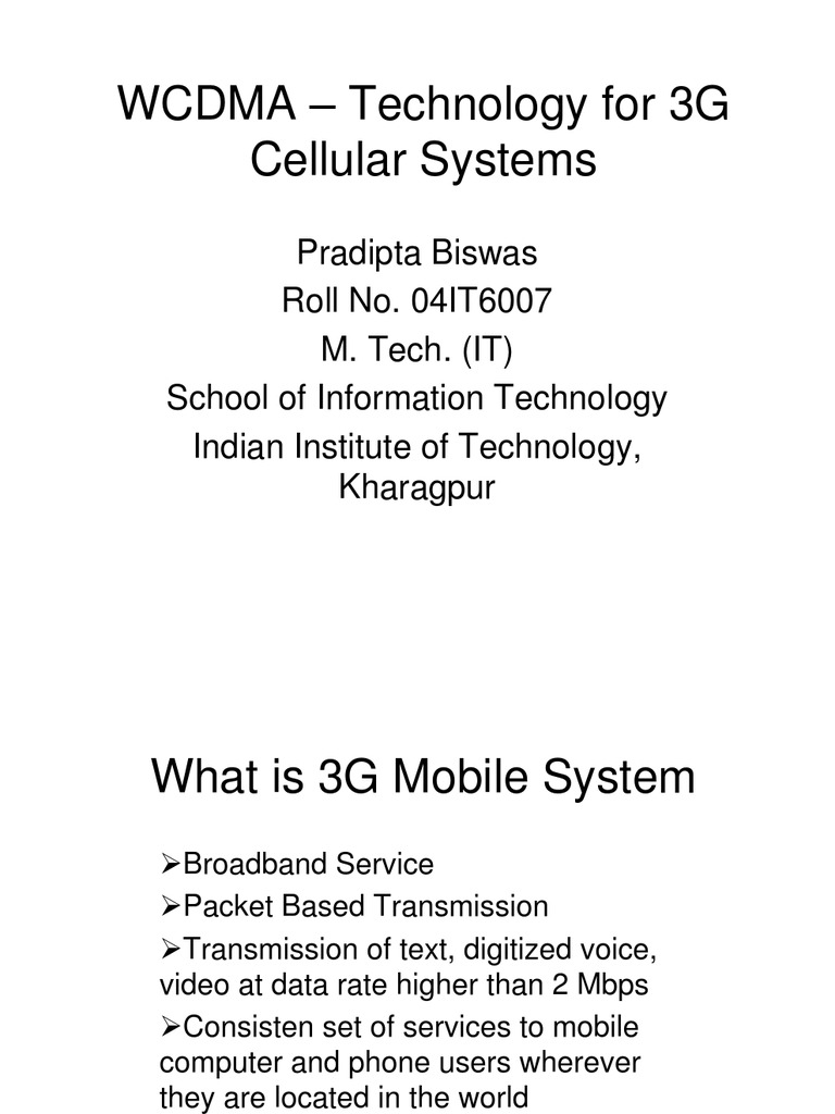WCDMA - Technology For 3G Cellular Systems | PDF | Computers ...