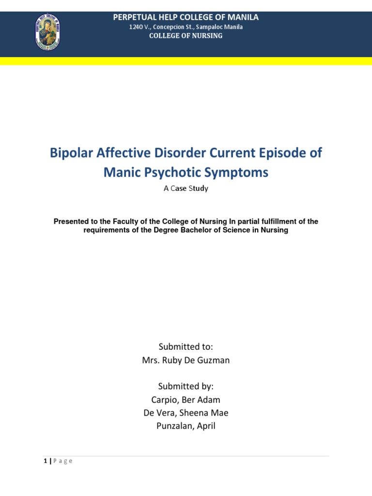A Case Study Bipolar Affective Disorder Current Episode of Manic ...