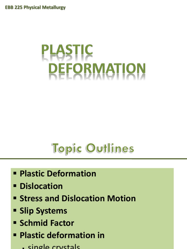 Lecture 5 - Plastic Deformation PDF | PDF | Dislocation | Plasticity (Physics)