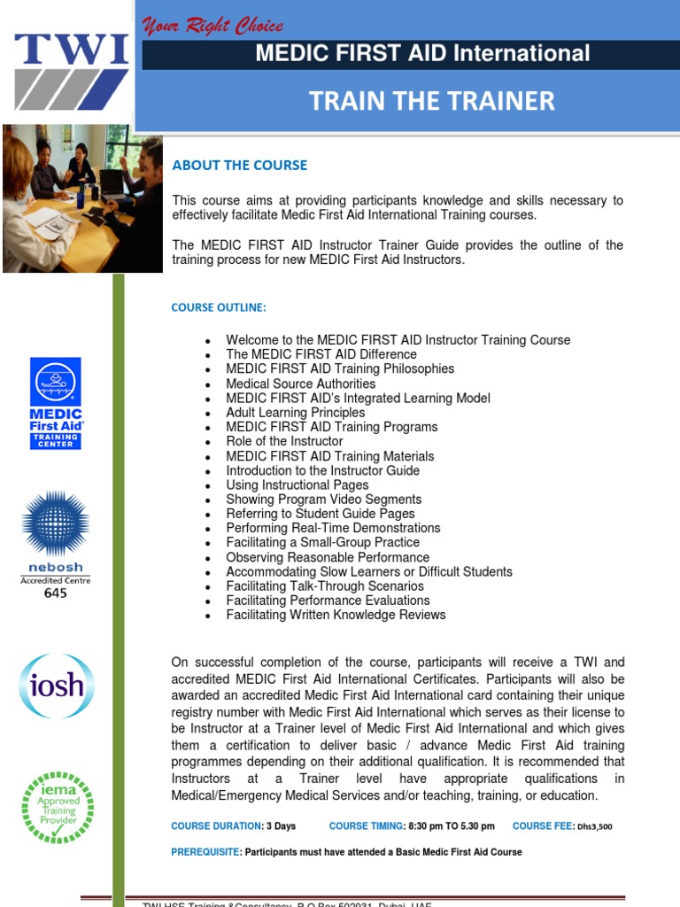 Medic First Aid Trainer Course Overview | PDF | First Aid | Payments