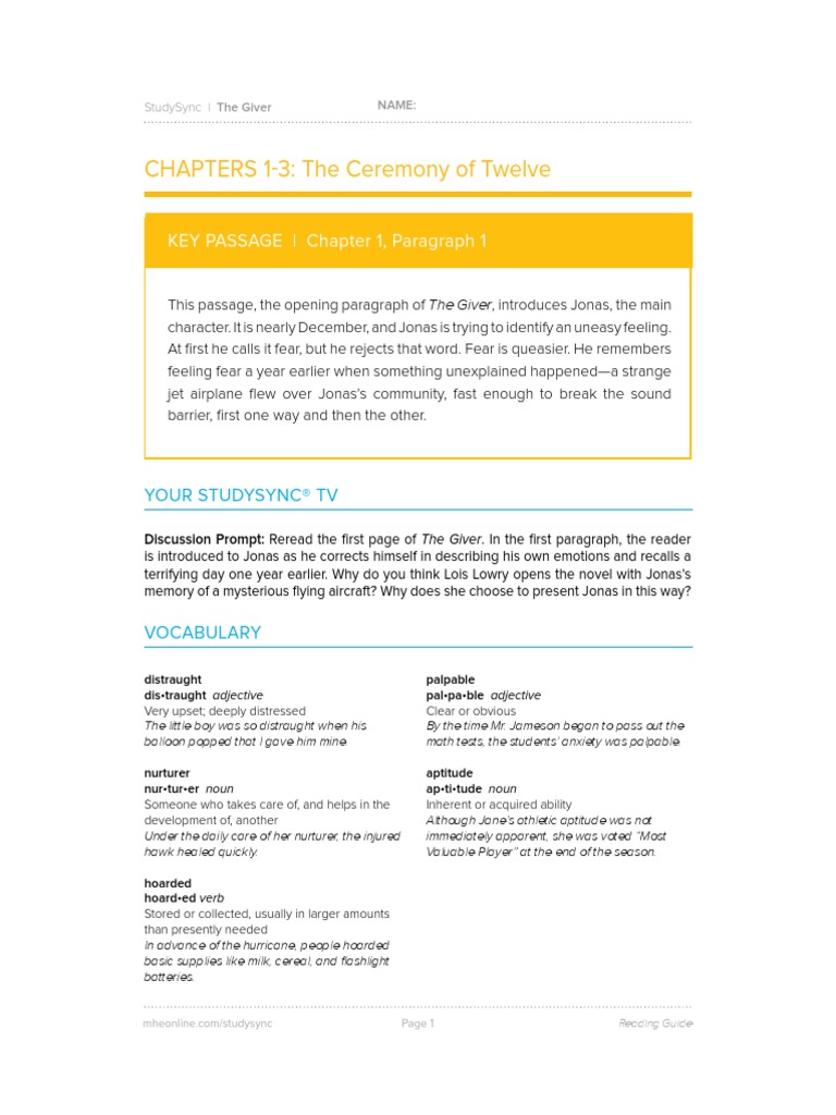 The Giver Study Guide | PDF | The Giver | Cognitive Science