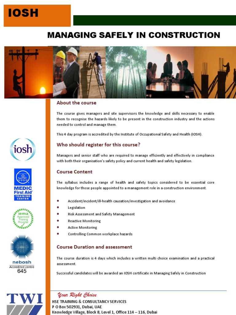 New Iosh Ms Construction Flyer | PDF | Occupational Safety And Health ...