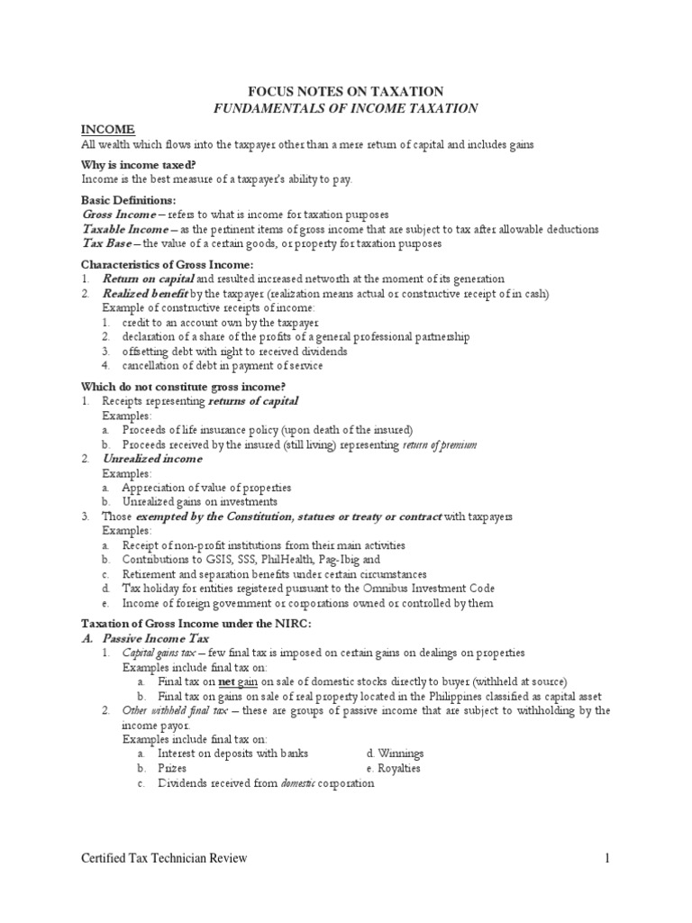 TAXN01B - Reviewer | PDF | Capital Gains Tax | Income Tax