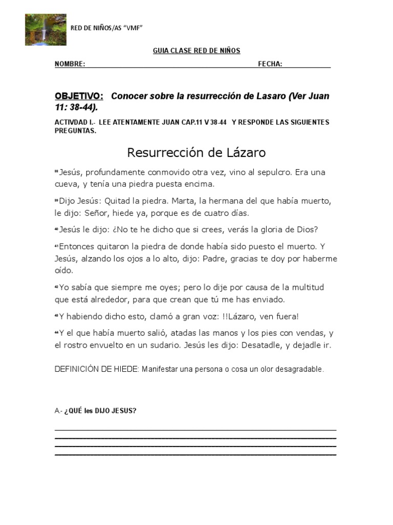 Resurrección de Lázaro para Niños | PDF | Jesús | Religión y creencia
