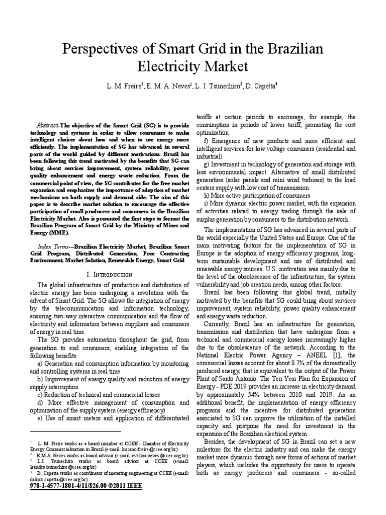 Perspectives of Smart Grid in The Brazilian Electricity Market | PDF ...