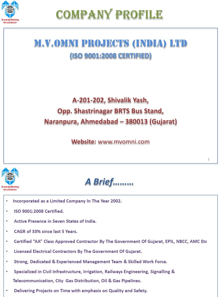 Company Profile: M.V.Omni Projects (India) LTD | PDF ...