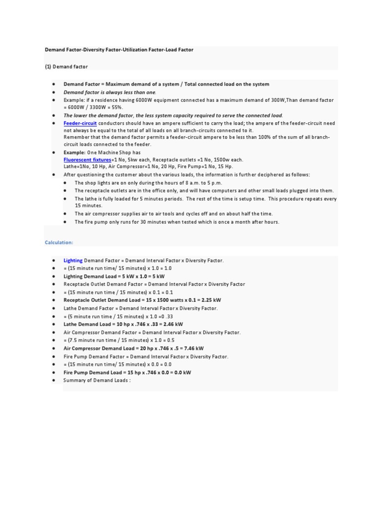 Demand Factor | PDF | Electrical Substation | Electric Power Distribution