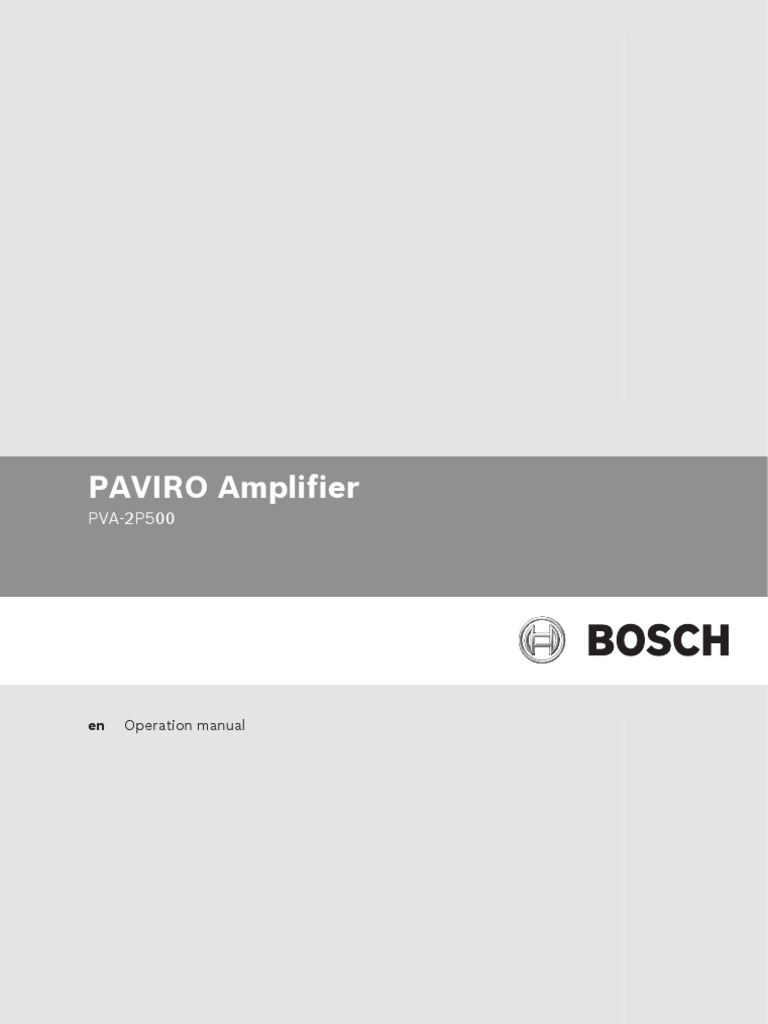 PAVIRO Operation Manual | PDF | Amplifier | Power Supply