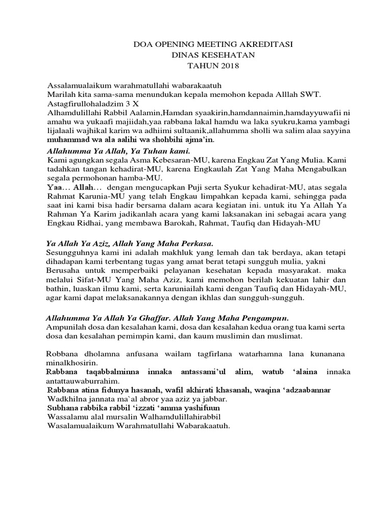 Doa Saat Opening Meeting | PDF