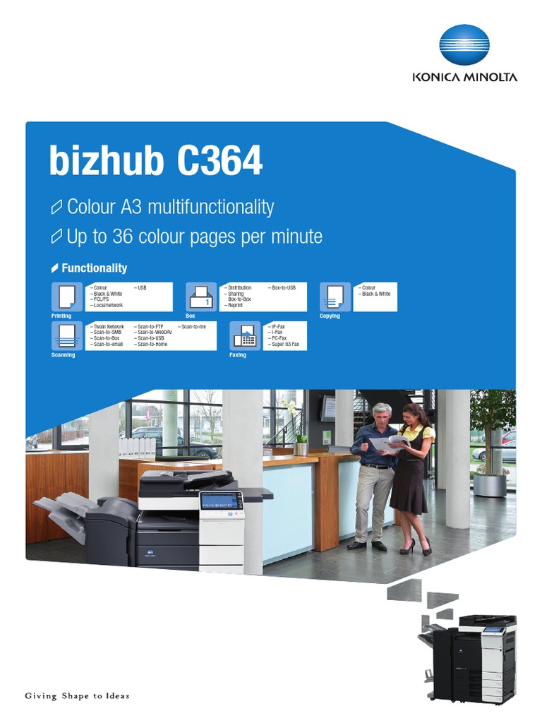 Bizhub C364: Colour A3 Multifunctionality Up To 36 Colour Pages Per ...