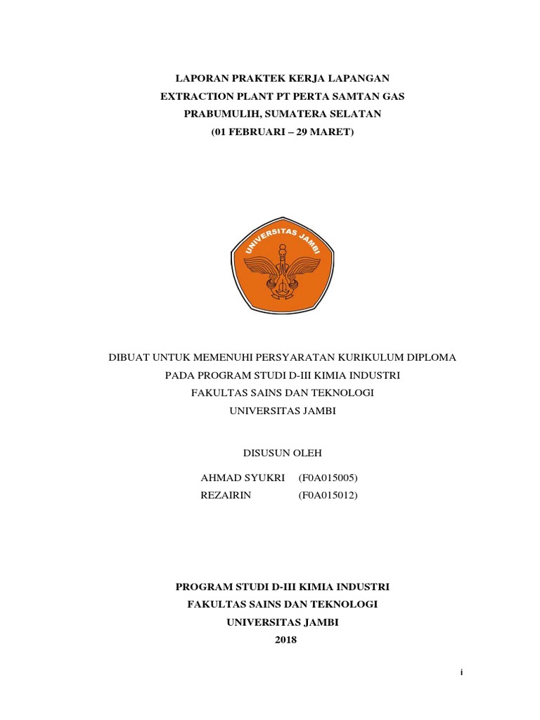 Laporan Tugas Akhir PT Samtan Gas Fix | PDF | Sains & Matematika