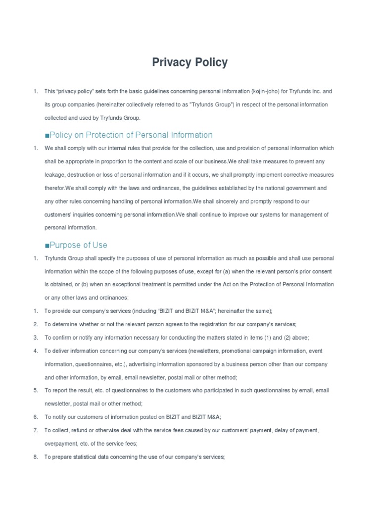 Privacy Policy For Reference | PDF | Http Cookie | Personally ...
