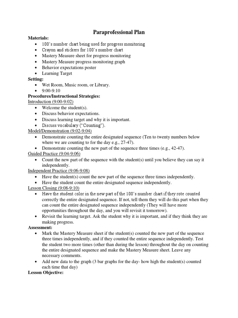 Paraprofessional Plan | PDF