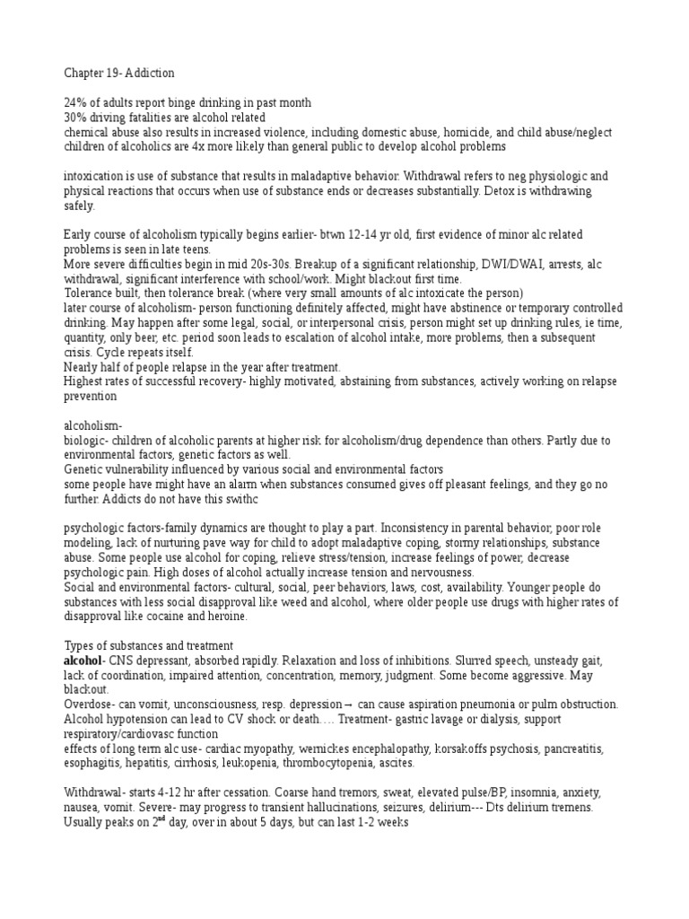 Chapter 19 - Addiction | PDF | Alcoholism | Substance Abuse