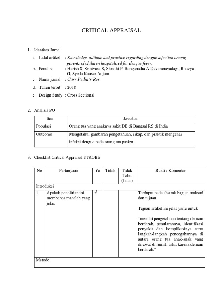 Critical Appraisal STROBE | PDF