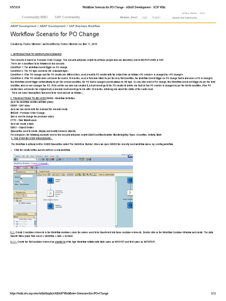 Workflow Scenario For PO Change - ABAP Development - SCN Wiki | PDF ... Workflow Scenario For PO Change - ABAP Development - SCN Wiki | PDF ...