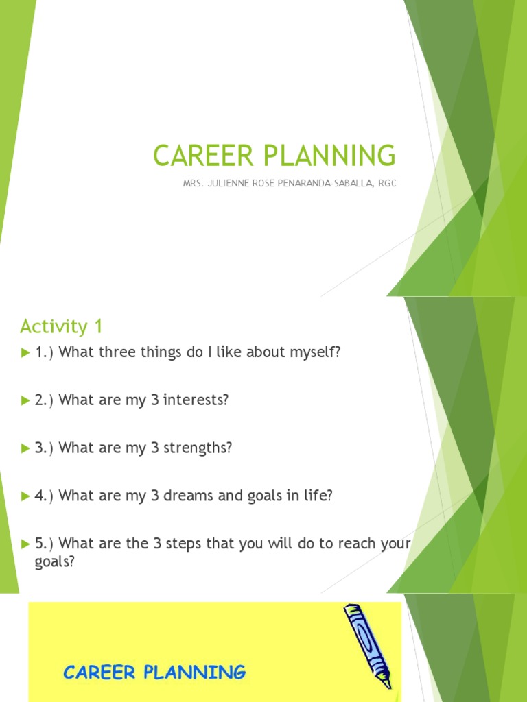 Career Planning: Mrs. Julienne Rose Penaranda-Saballa, RGC | PDF ...