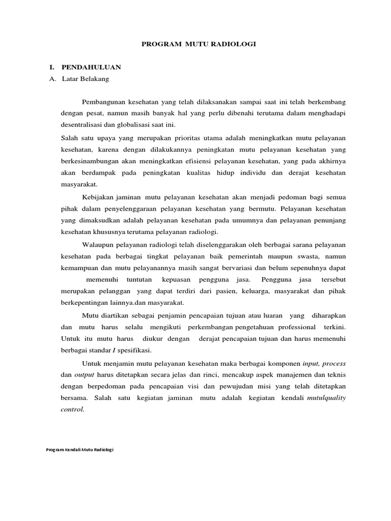 Program Kendali Mutu Radiologi | PDF